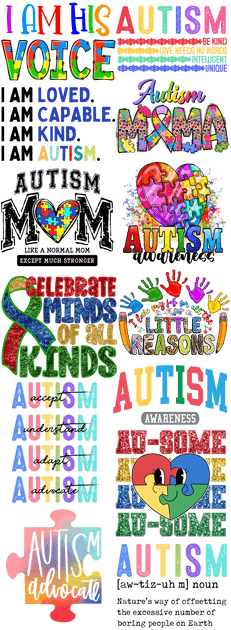 Autism Awareness 2 60x22" DTF Ready to Ship Gang Sheet – Twisted Image ...