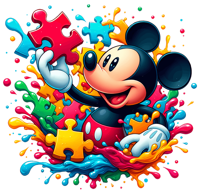 Autism Puzzle Pieces Mickey DTF (direct to film) Transfer – Twisted ...