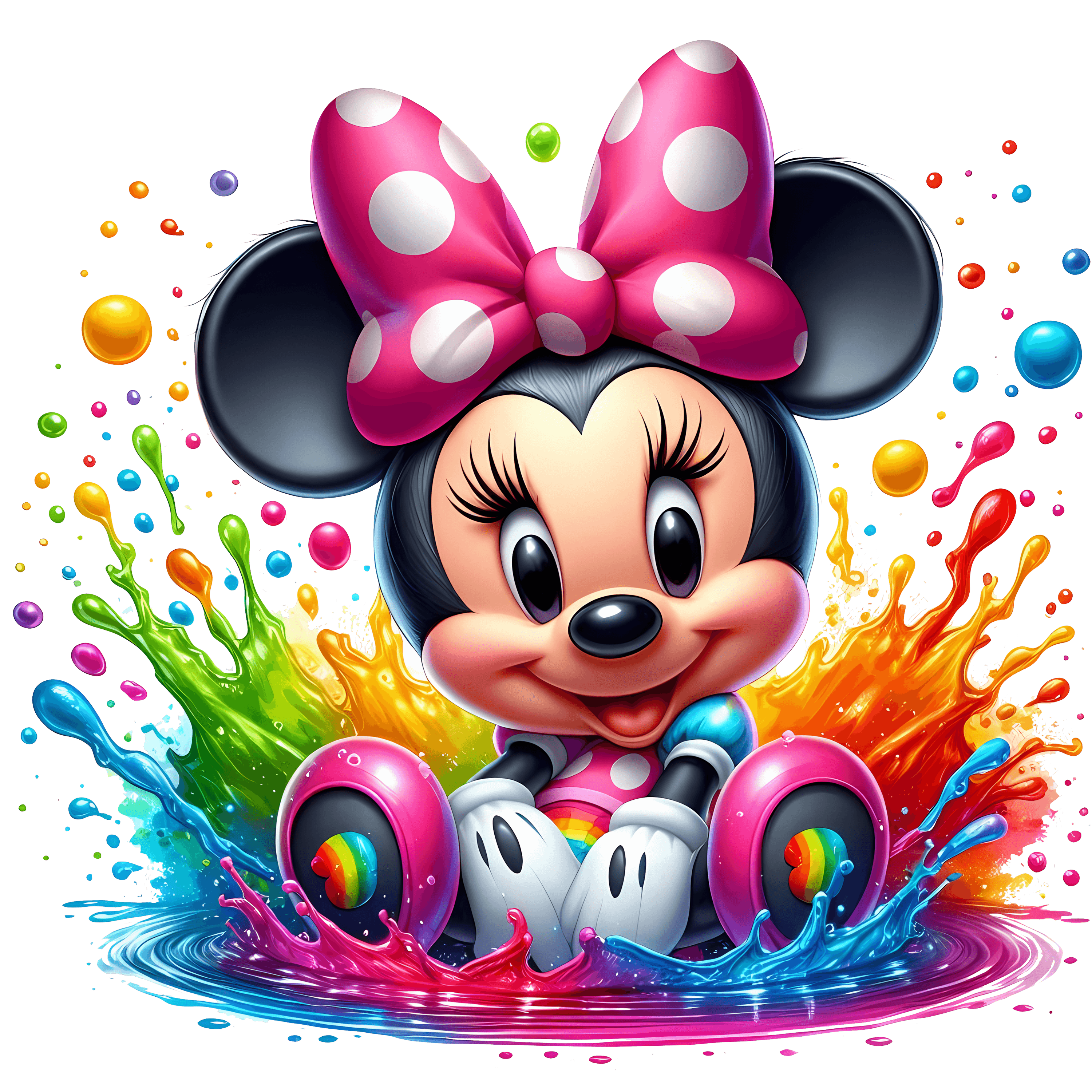 Baby Minnie Sitting in Color Drip DTF (direct-to-film) Transfer ...