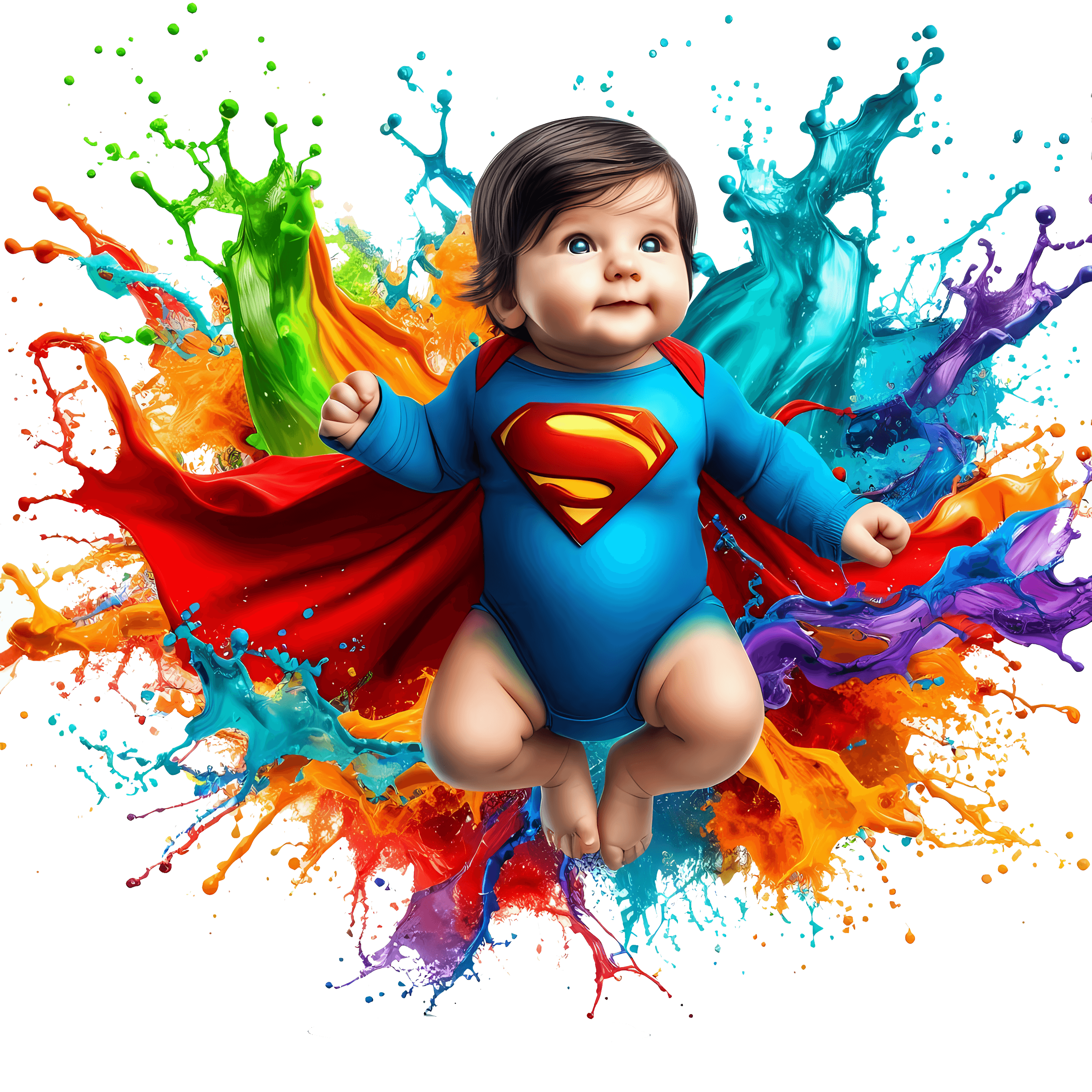 Baby Superman Laying in Color Drip DTF (direct-to-film) Transfer ...