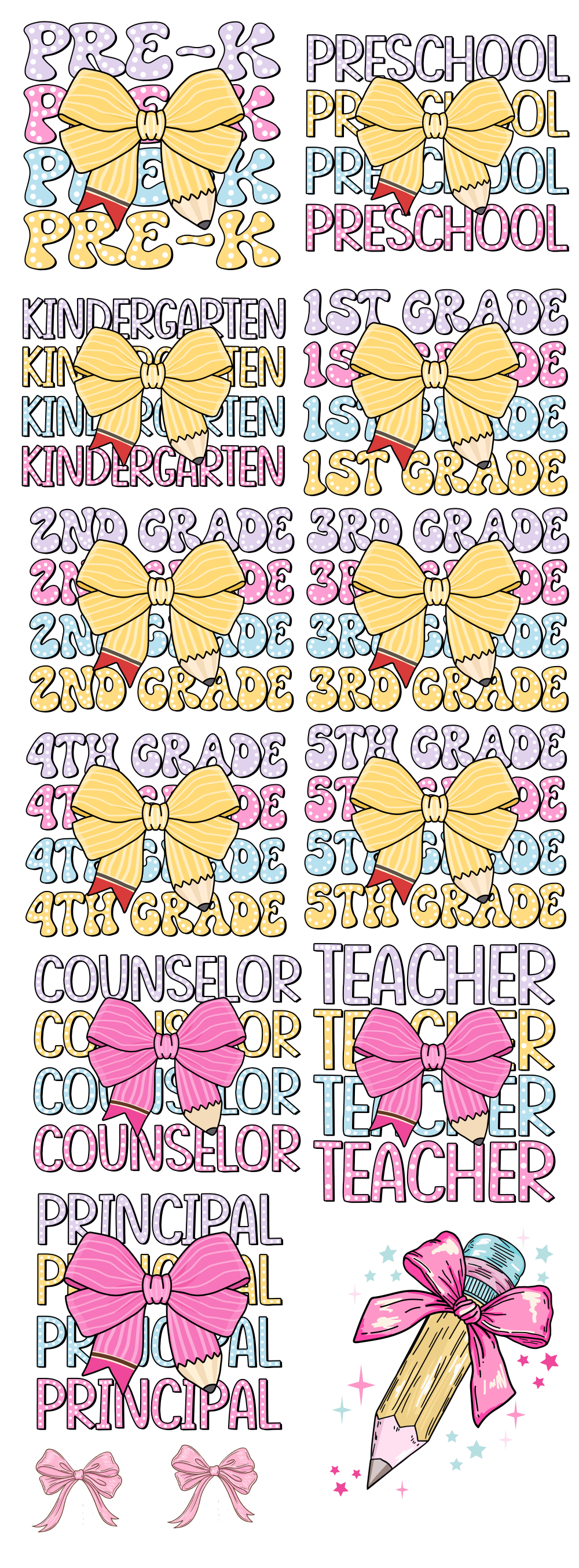 Back to School 2 60" DTF Direct to Film Ready to Ship Gang Sheet – Twisted Image Transfers