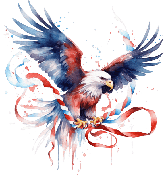 Bald Eagle In Red White And Blue Carrying A Bow DTF (direct-to-film ...