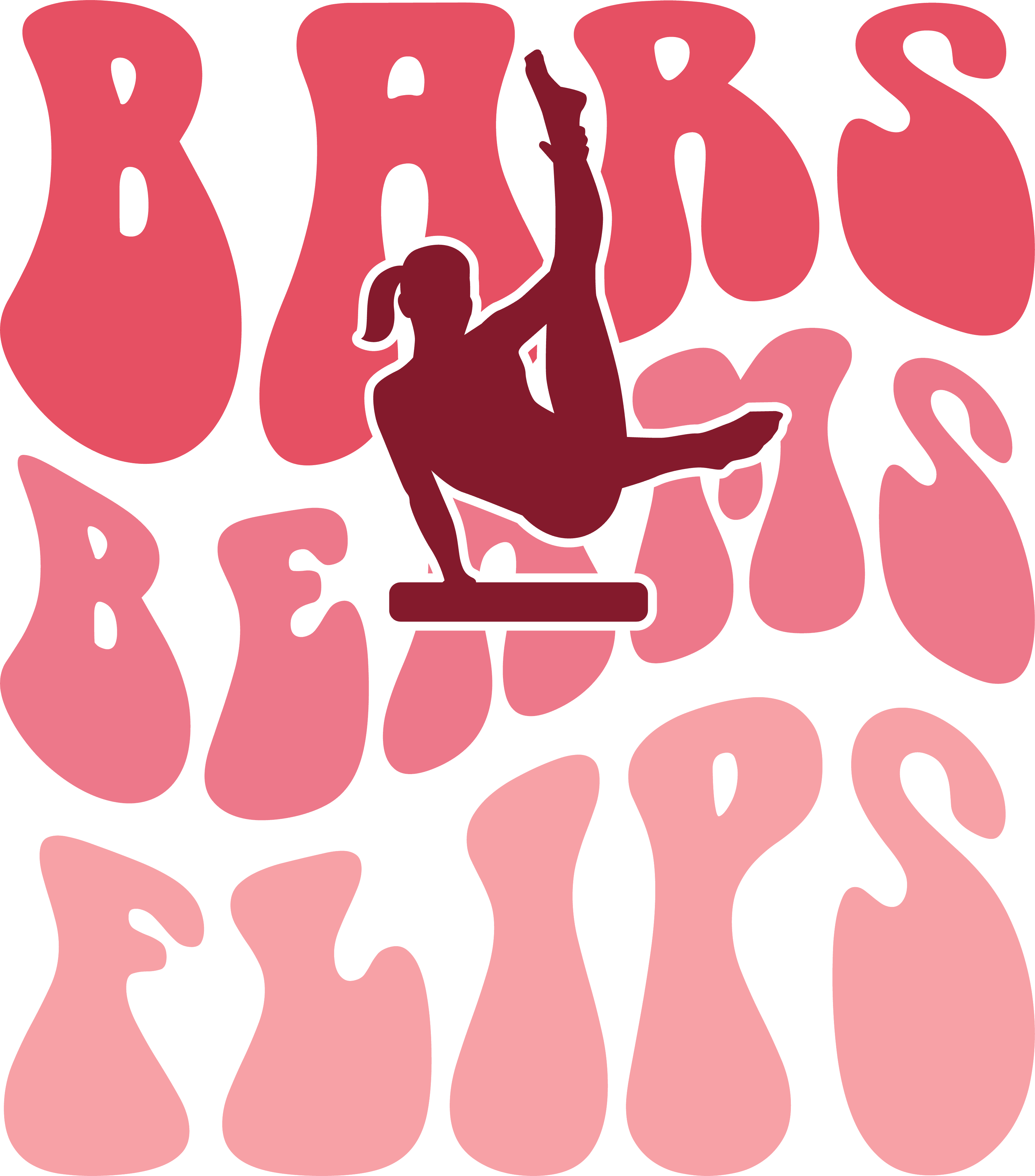 Bars Beams Flips In Multi Color Pink Font Gymnastics DTF (direct-to ...