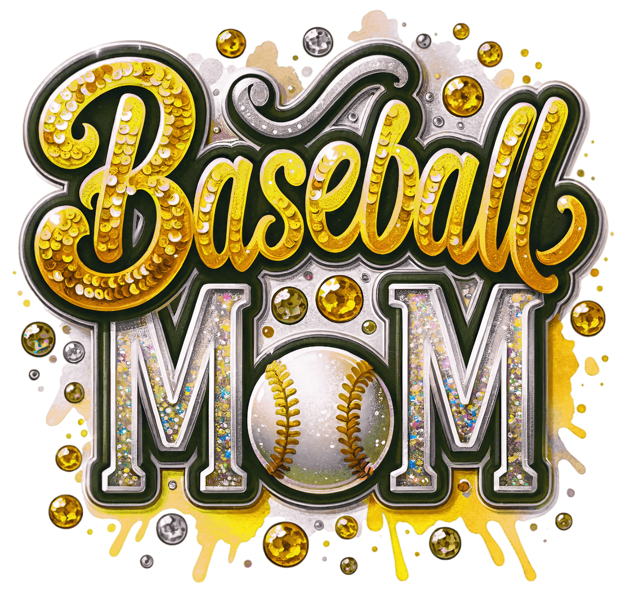 Baseball Mom Colordrip Gold DTF (direct-to-film) Transfer – Twisted ...
