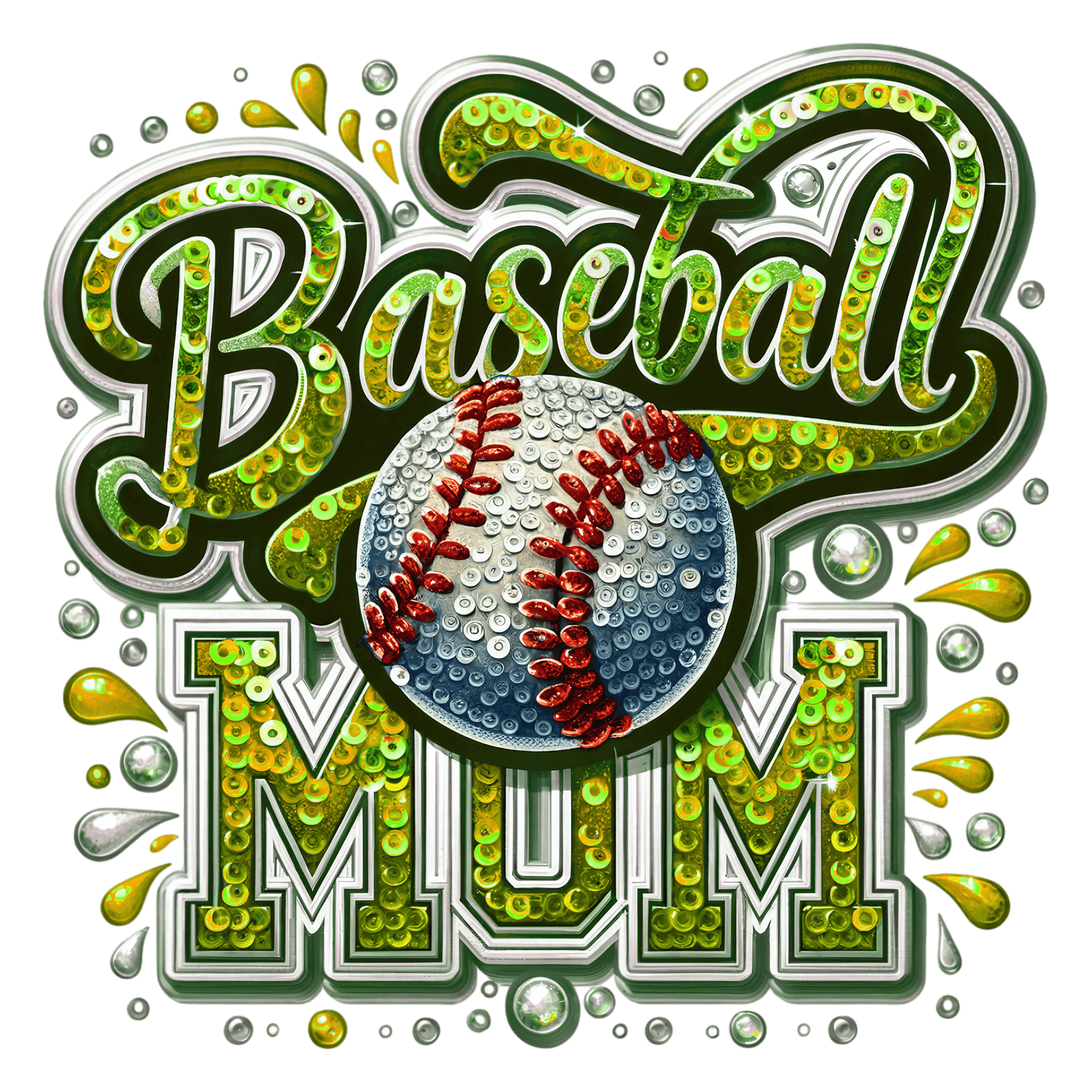 Baseball Mom Green & Gold DTF (direct-to-film) Transfer – Twisted Image ...