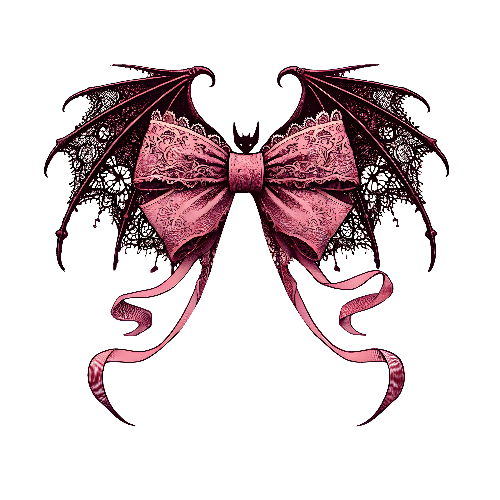 Bat With Bow Pink And Black Halloween DTF (direct-to-film) Transfer ...