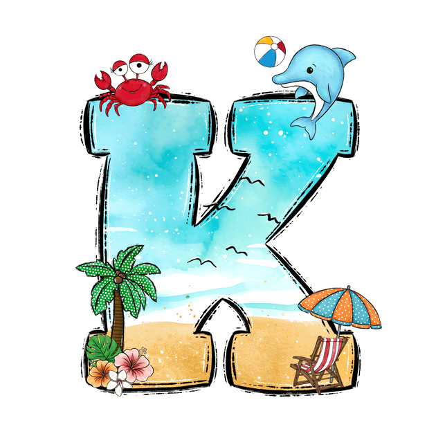 Beachy Letter K DTF (direct-to-film) Transfer – Twisted Image Transfers