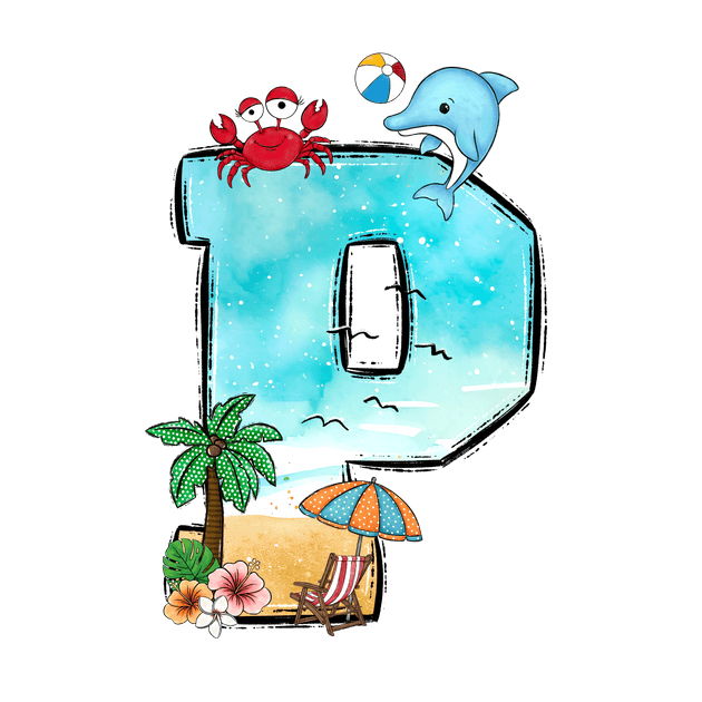 Beachy Letter P DTF (direct-to-film) Transfer – Twisted Image Transfers
