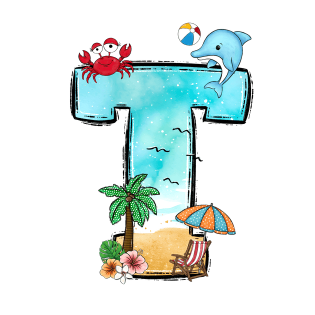 Beachy Letter T DTF (direct-to-film) Transfer – Twisted Image Transfers