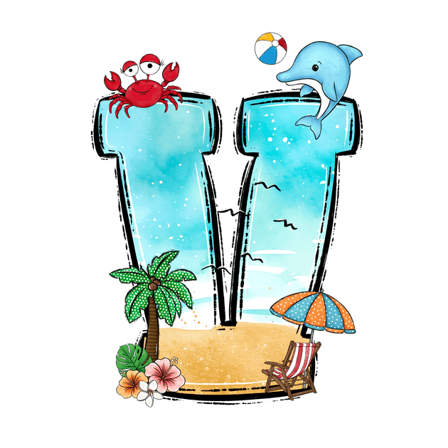 Beachy Letter V DTF (direct-to-film) Transfer – Twisted Image Transfers