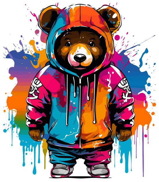 Bear in Sweats Color Drip DTF (direct-to-film) Transfer – Twisted Image ...