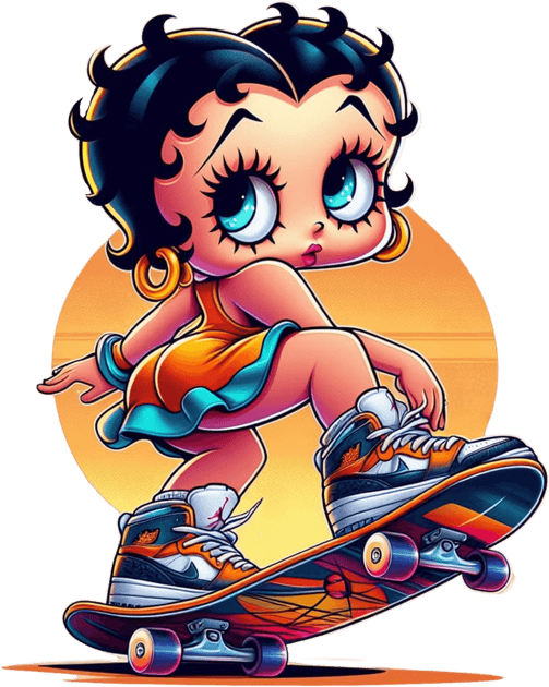Betty Boop Rocking a Skateboard DTF (direct-to-film) Transfer – Twisted ...