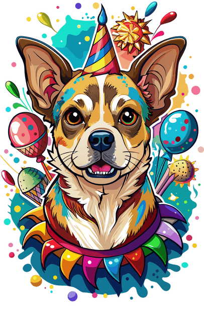 Birthday Pup in Hat DTF (direct-to-film) Transfer – Twisted Image Transfers