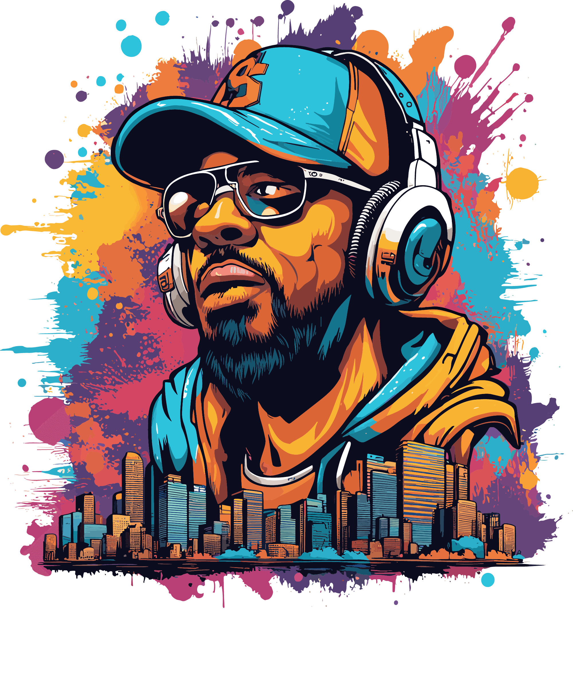 Black Man Blue Hat Color Drip DTF (direct-to-film) Transfer – Twisted ...