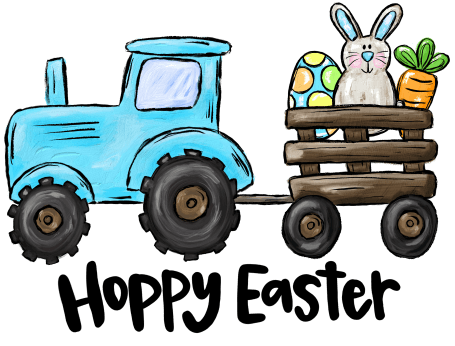 Blue Easter Bunny Tractor DTF (direct to film) Transfer – Twisted Image ...