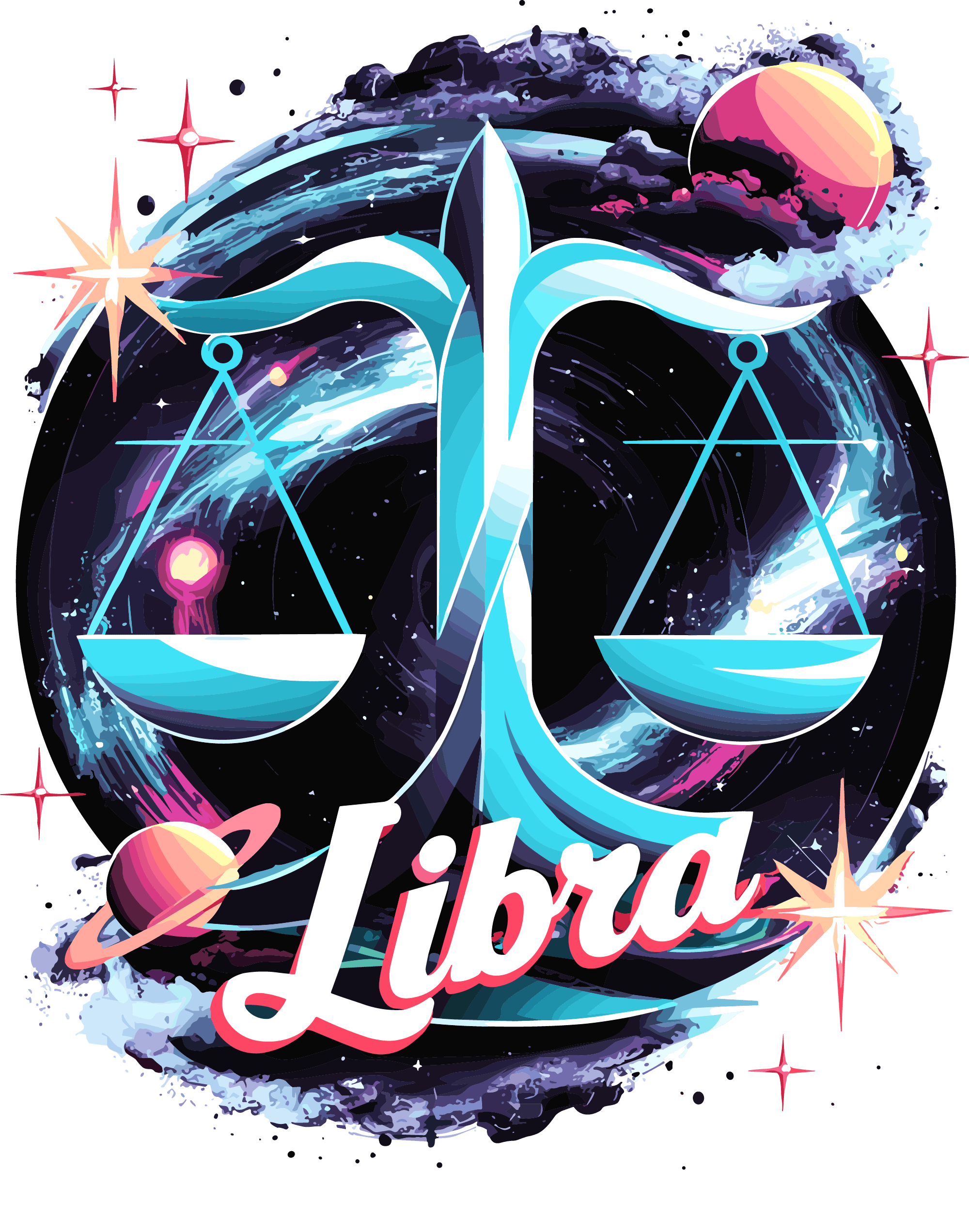 Blue Scale Pink Planets Libra DTF (direct-to-film) Transfer – Twisted ...