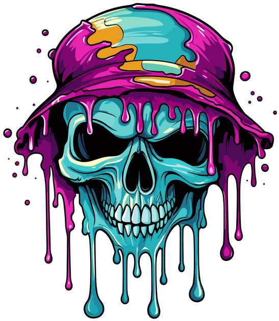 Blue Skull Color Drip DTF (direct-to-film) Transfer – Twisted Image ...