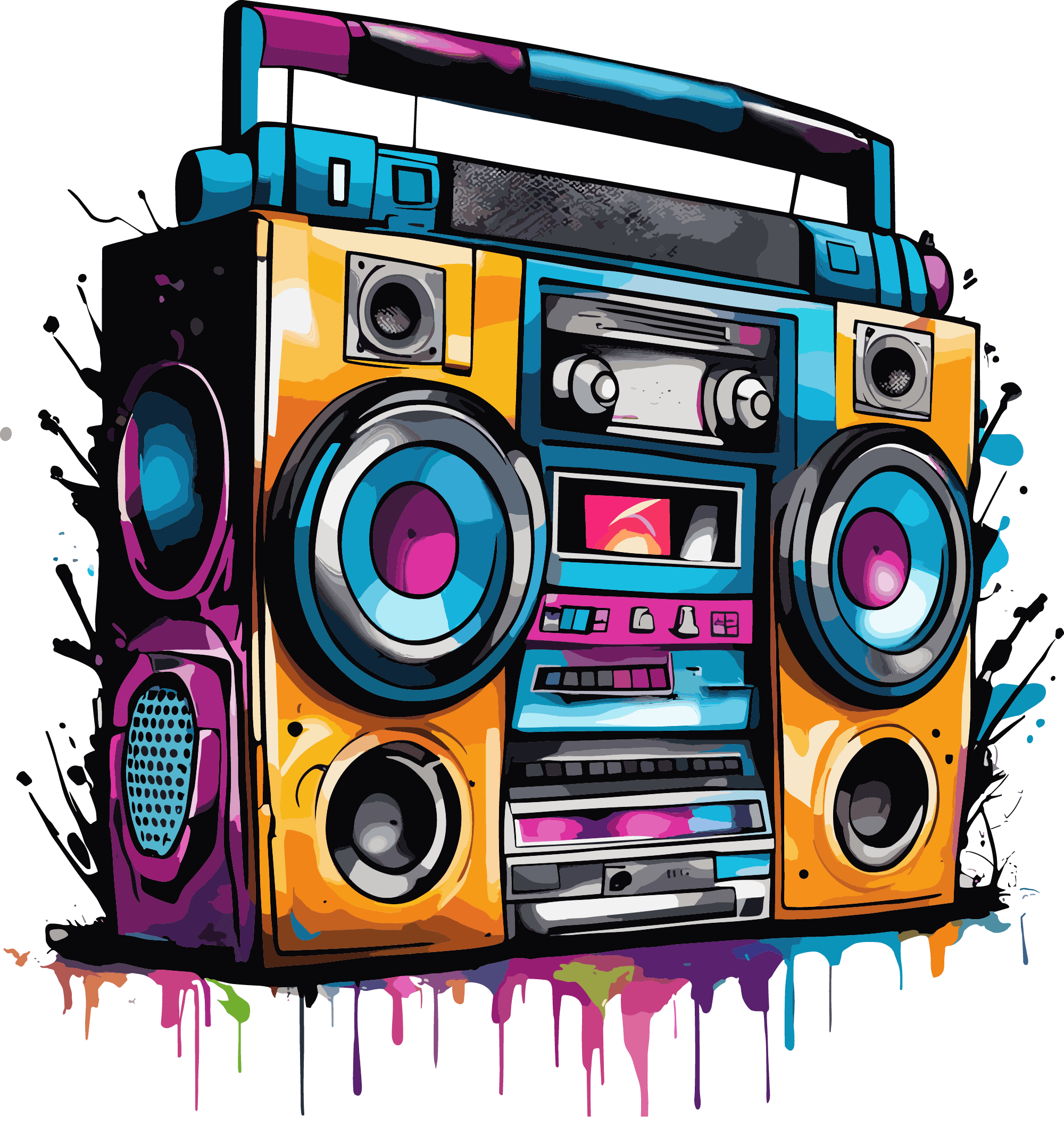 Boombox Color Drip DTF (direct-to-film) Transfer – Twisted Image Transfers