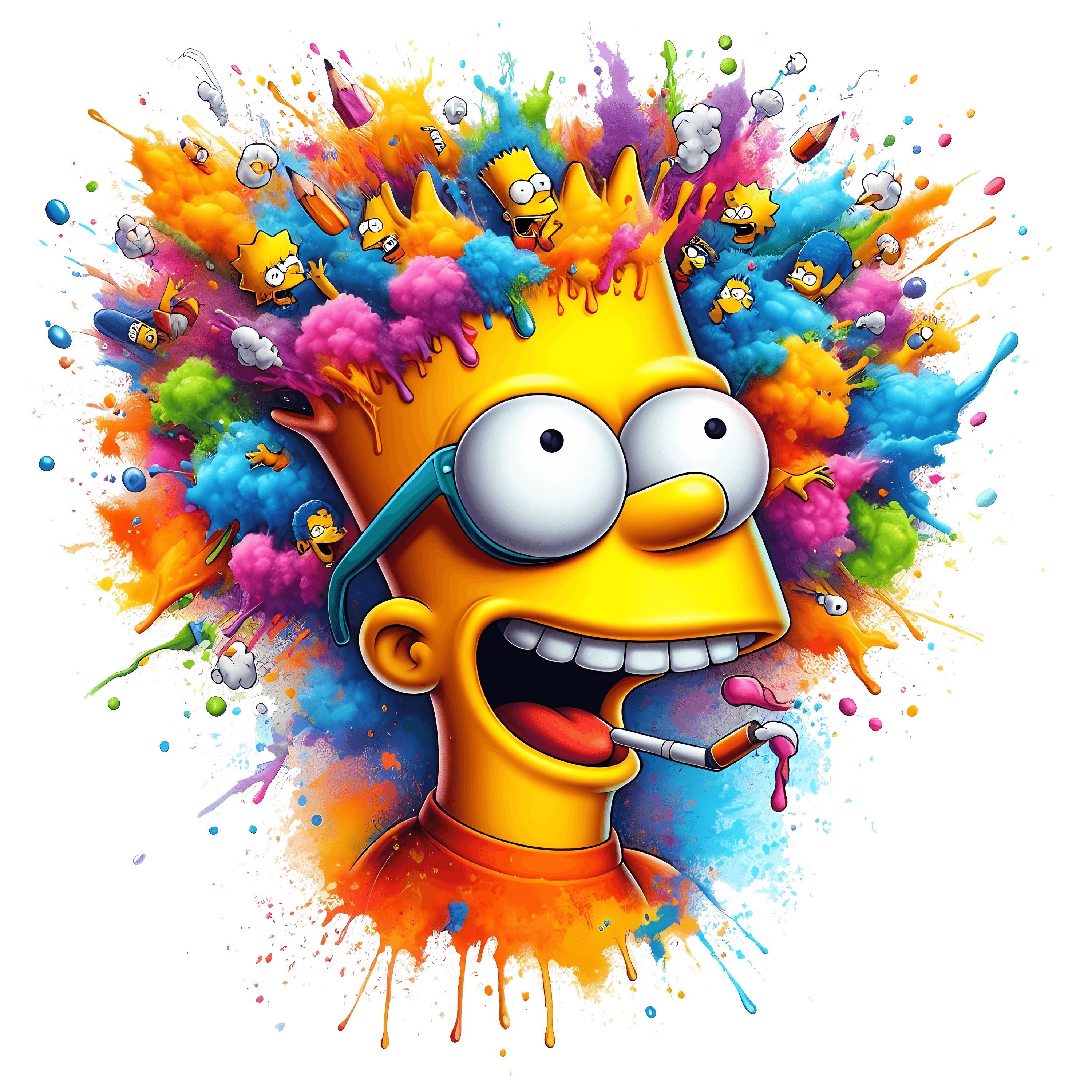 Brain Busted Bart Color Drip DTF (direct-to-film) Transfer – Twisted ...