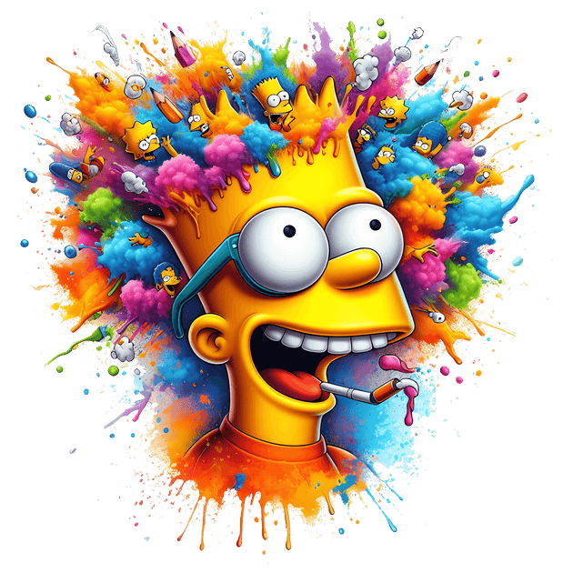 Brain Busted Bart Color Drip DTF (direct-to-film) Transfer – Twisted ...