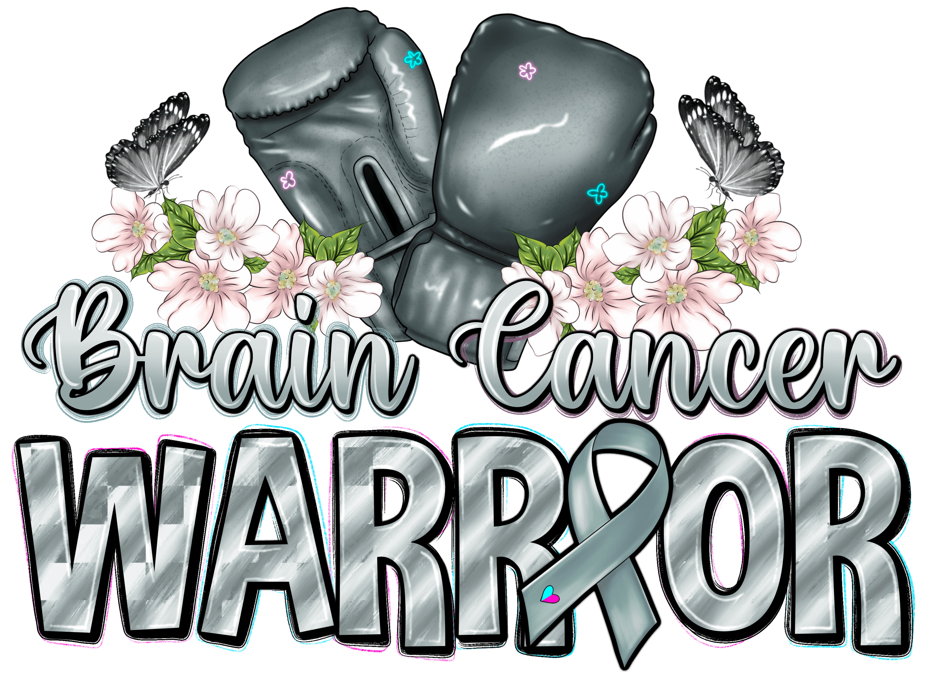 Brain Cancer Warrior Fighting Gloves DTF (direct to film) Transfer ...