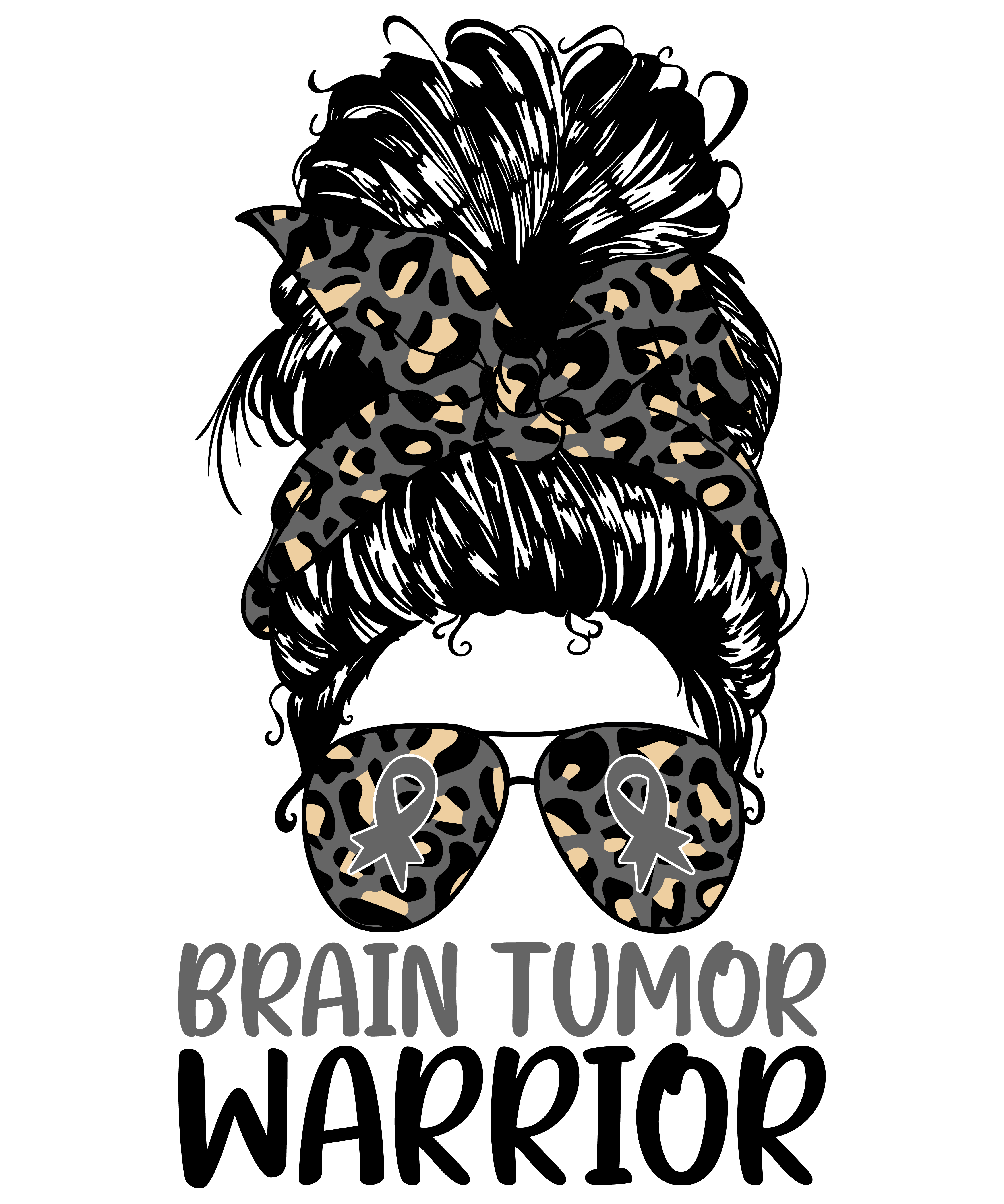 Brain Tumor Warrior Messy Bun DTF (direct to film) Transfer – Twisted ...