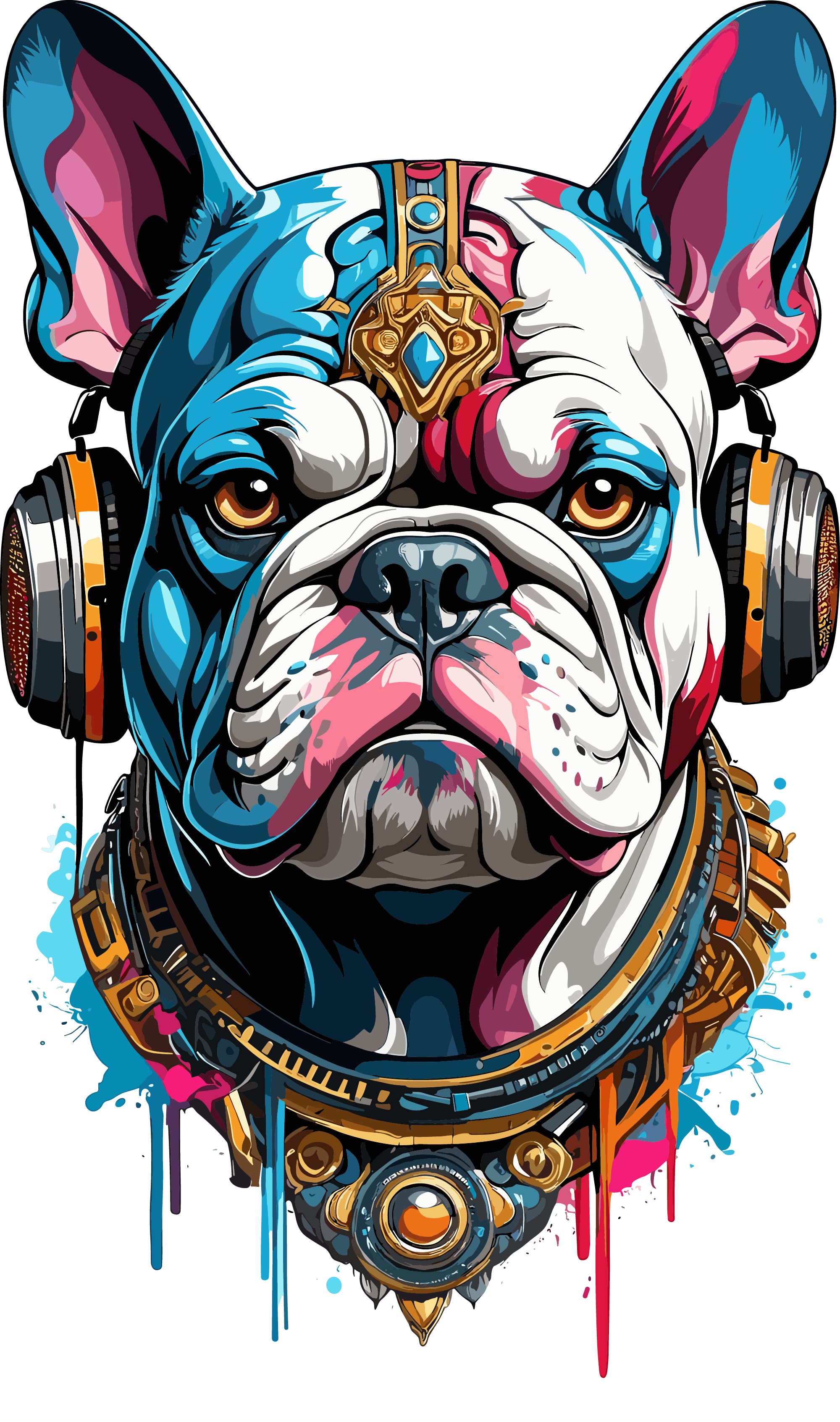 Bulldog in Jewels Color Drip DTF (direct-to-film) Transfer – Twisted ...