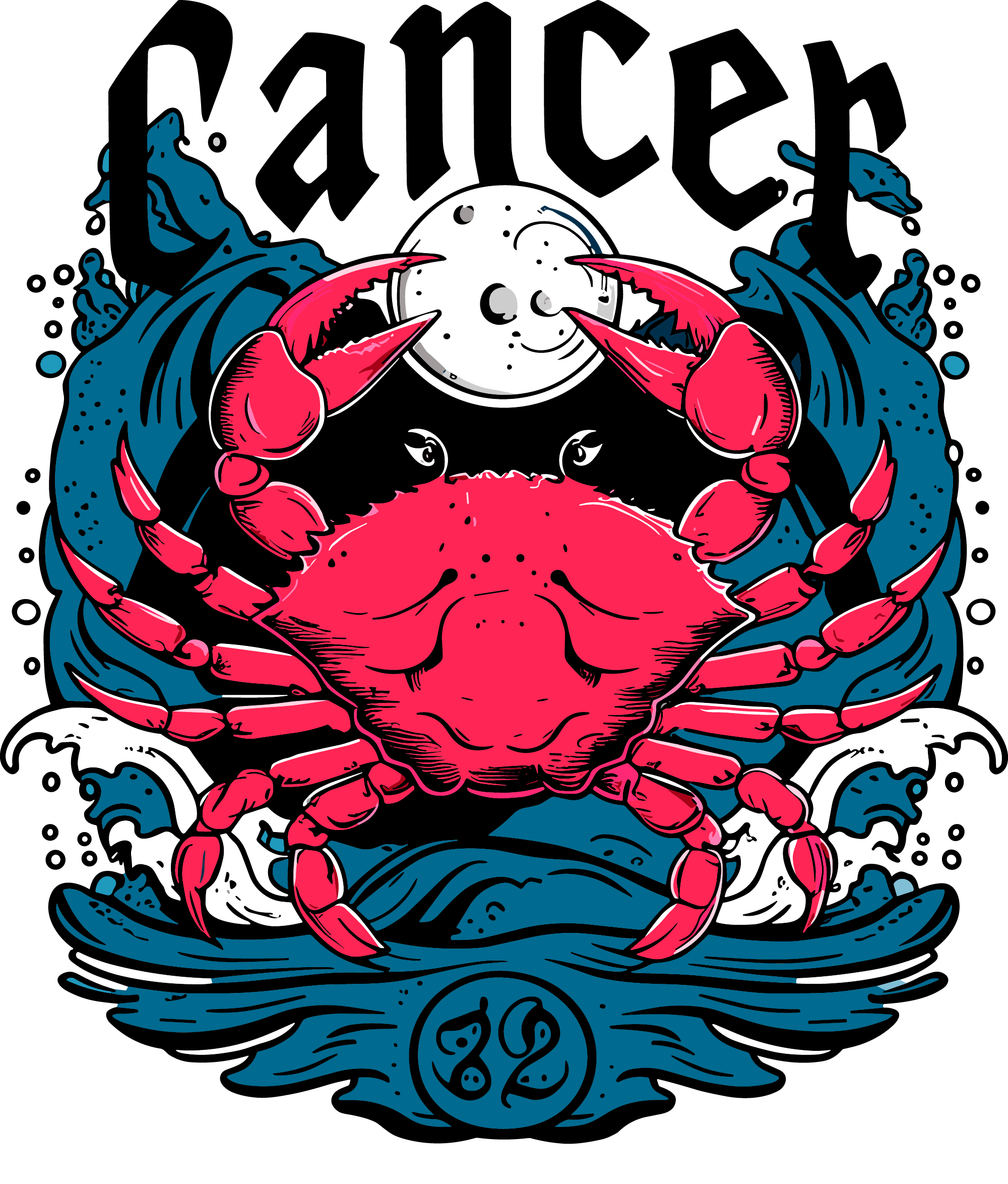 Cancer Crab With Moon DTF (direct-to-film) Transfer – Twisted Image ...