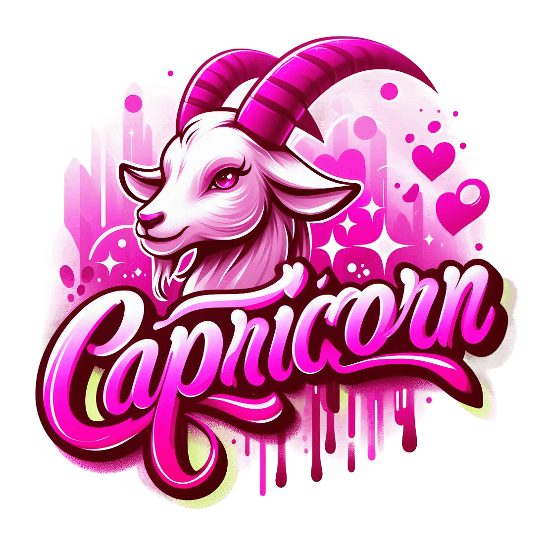 Capricorn 1 Pink Zodiac DTF (direct-to-film) Transfer – Twisted Image ...