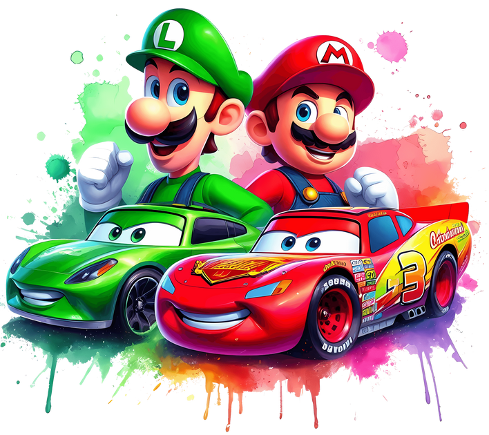 Cars With Mario Color Drip DTF (direct-to-film) Transfer – Twisted ...