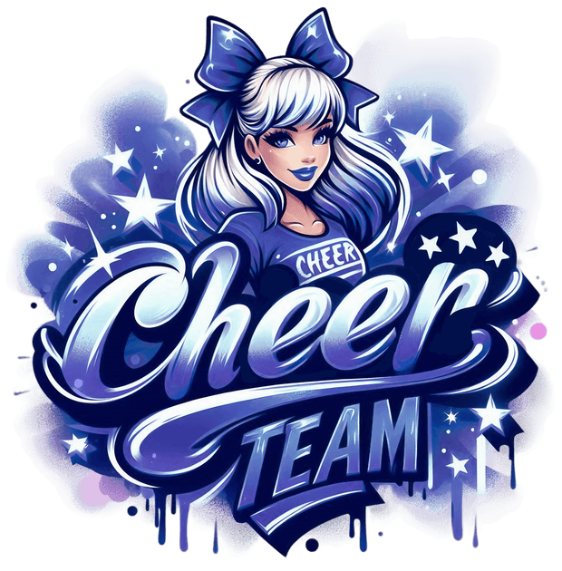 Cheer Team Airbrushed 11 Navy Blue DTF (direct-to-film) Transfer ...