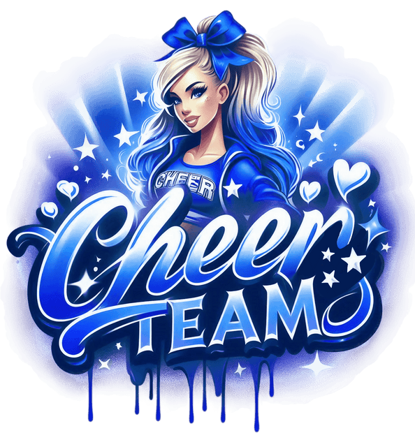 Cheer Team Airbrushed 12 Blue DTF (direct-to-film) Transfer – Twisted ...