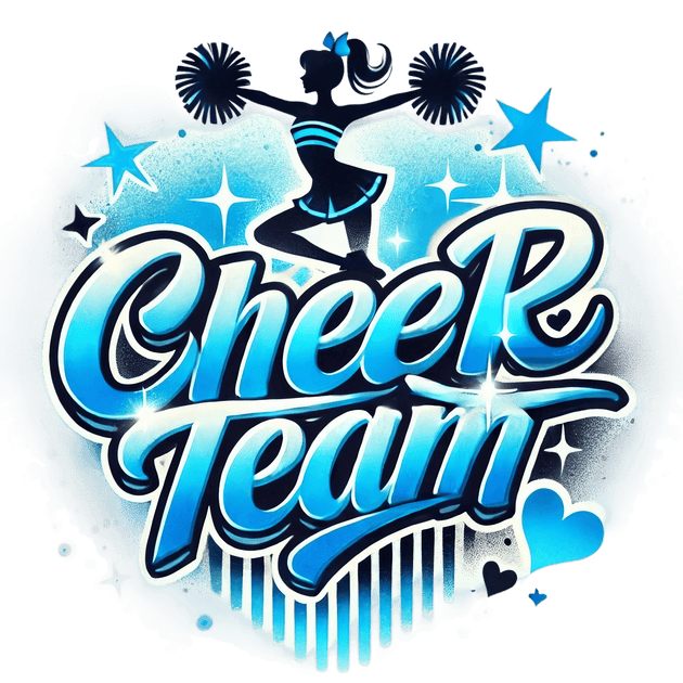 Cheer Team Airbrushed 14 Light Blue DTF (direct-to-film) Transfer ...