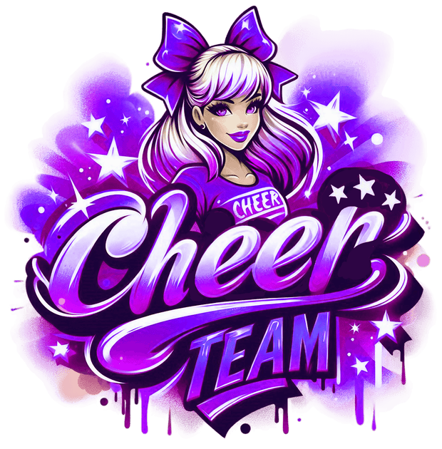 Cheer Team Airbrushed 1 Purple DTF (direct-to-film) Transfer – Twisted ...