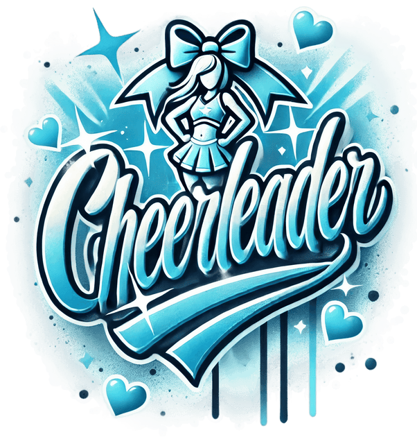 Cheerleader Airbrushed 13 Light Blue DTF (direct-to-film) Transfer ...