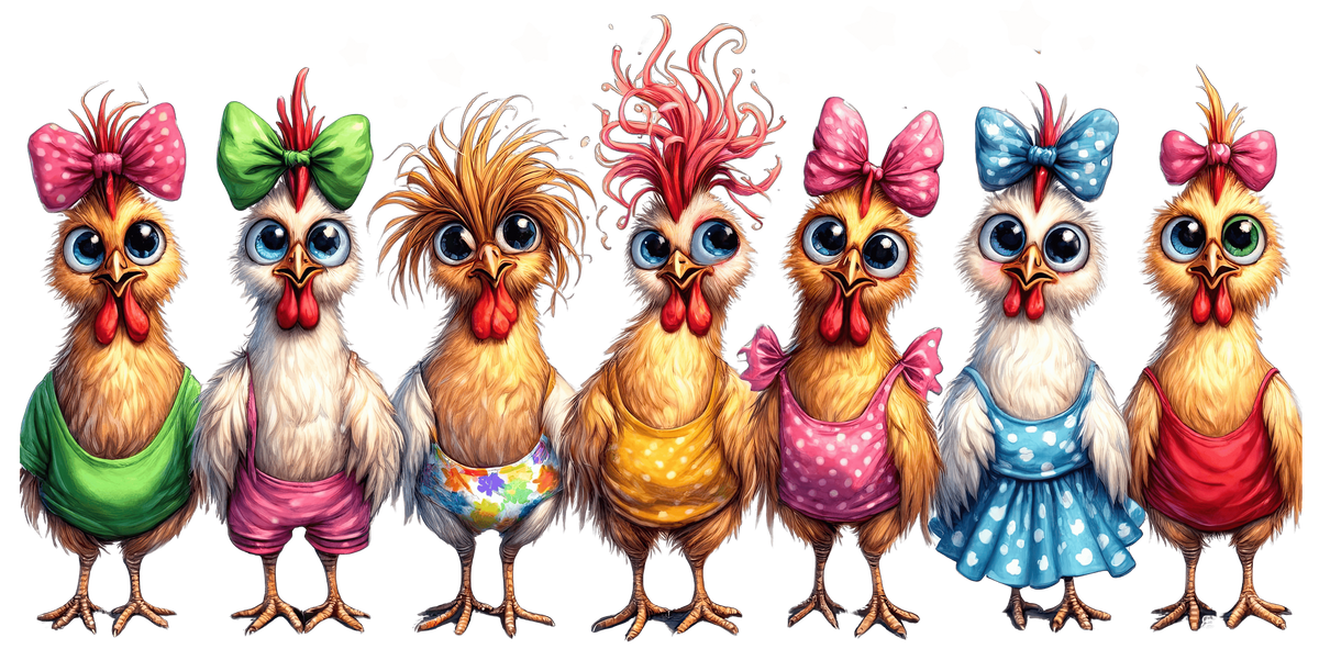 Chickens in Swim Suits DTF (direct-to-film) Transfer – Twisted Image ...