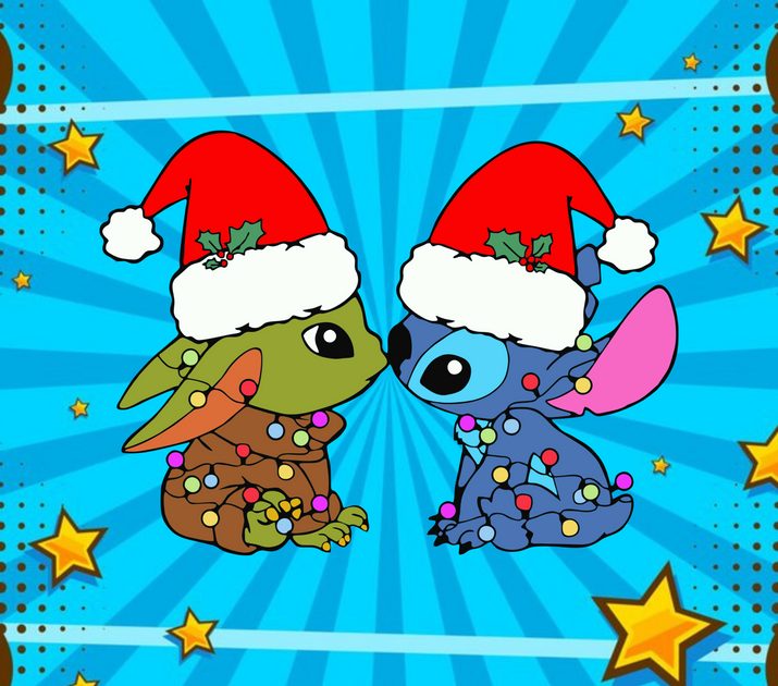 Christmas Stitch with Stars & Lights 7 UV-DTF 20 oz Skinny Tumbler Wrap ...