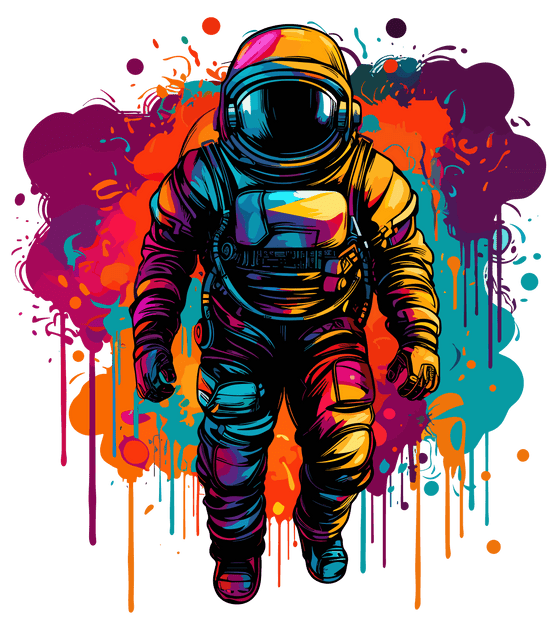 Color Drip Astronaut Yellow & Purple DTF (direct-to-film) Transfer ...