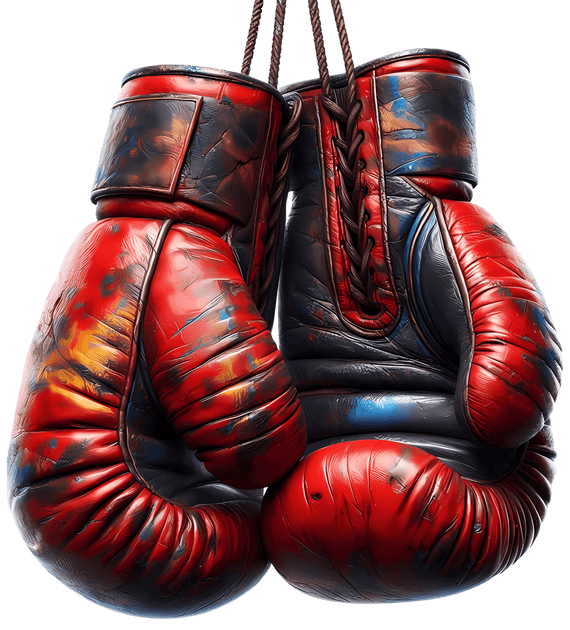 Color Drip Boxing Gloves In Black And Red DTF (direct-to-film) Transfer ...