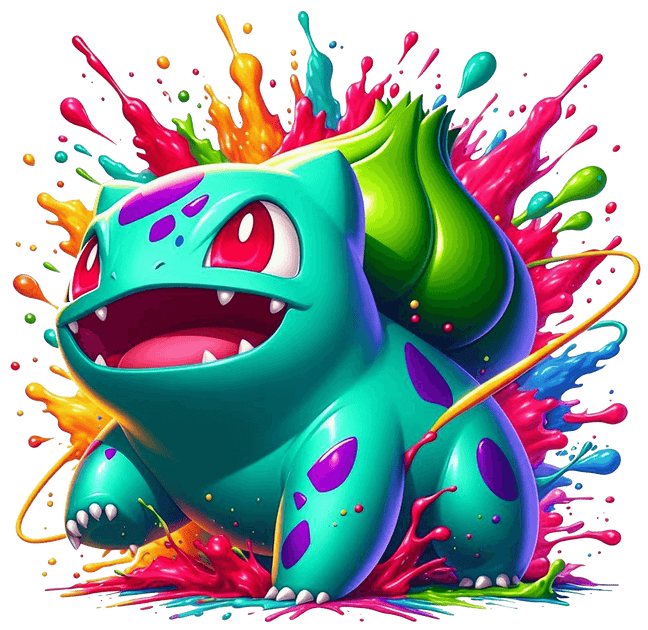 Color Drip Bulbasaur Colorful DTF (direct-to-film) Transfer – Twisted ...