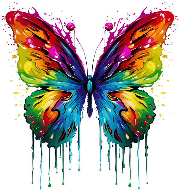 Color Drip Butterfly With Green DTF (direct-to-film) Transfer – Twisted ...