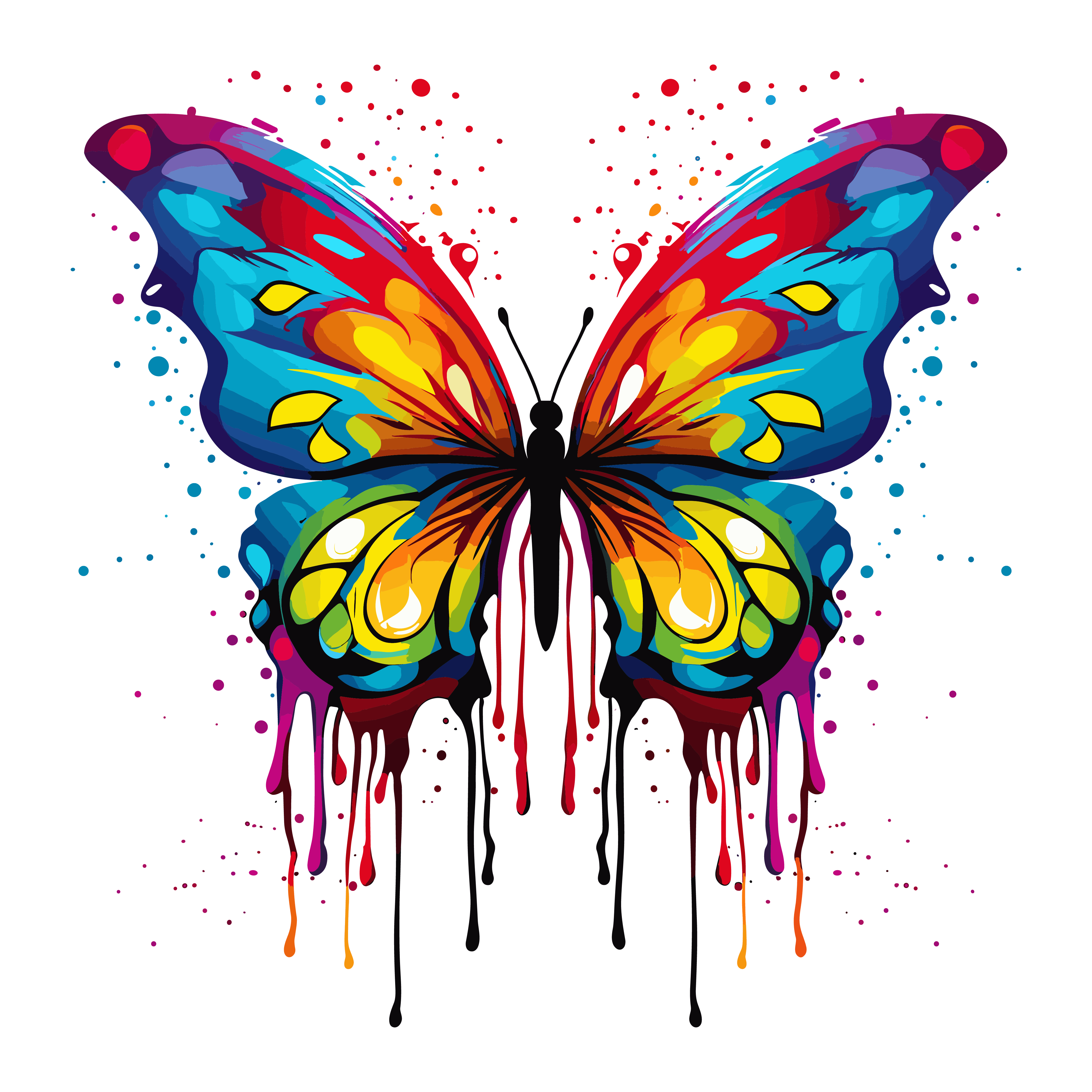 Color Drip Butterfly & Alot of Blue DTF (direct-to-film) Transfer ...