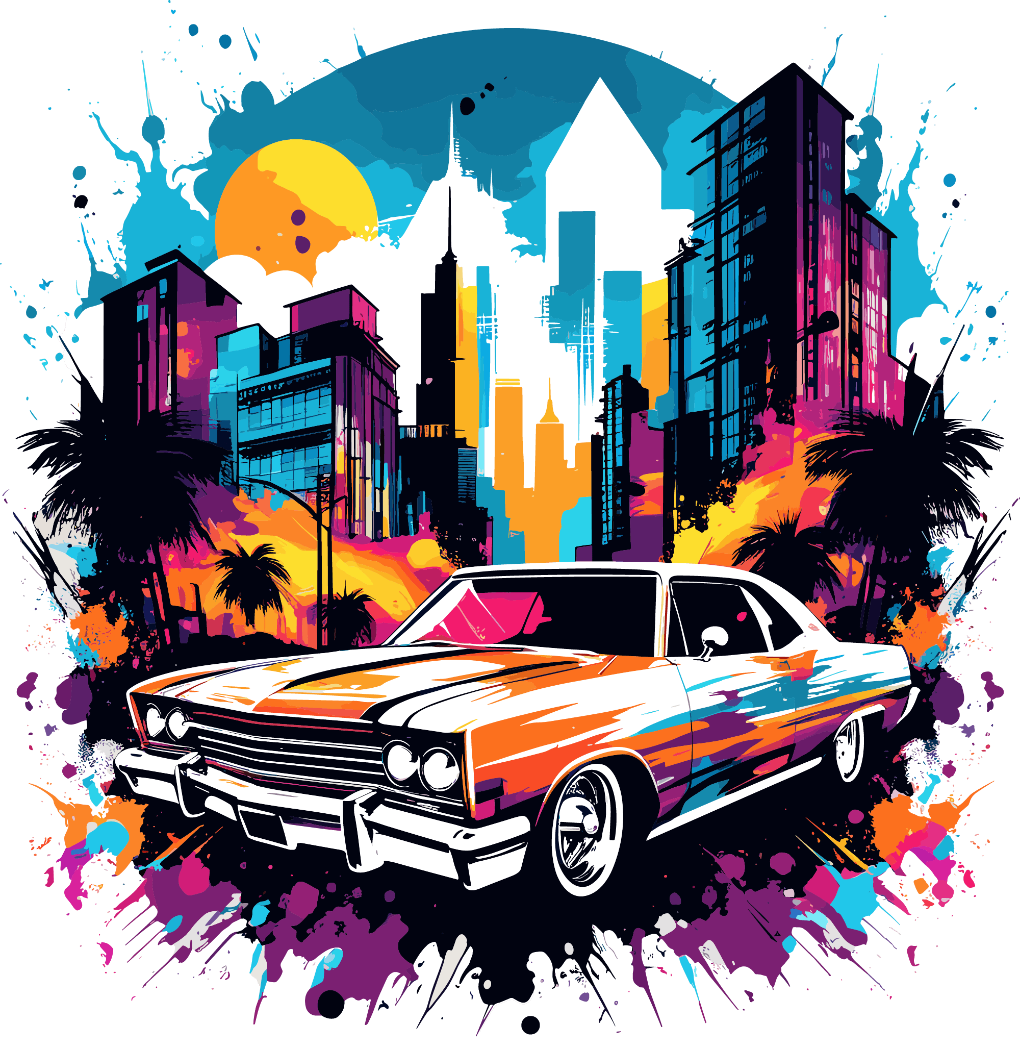 Color Drip Car & Sky View DTF (direct-to-film) Transfer – Twisted Image ...