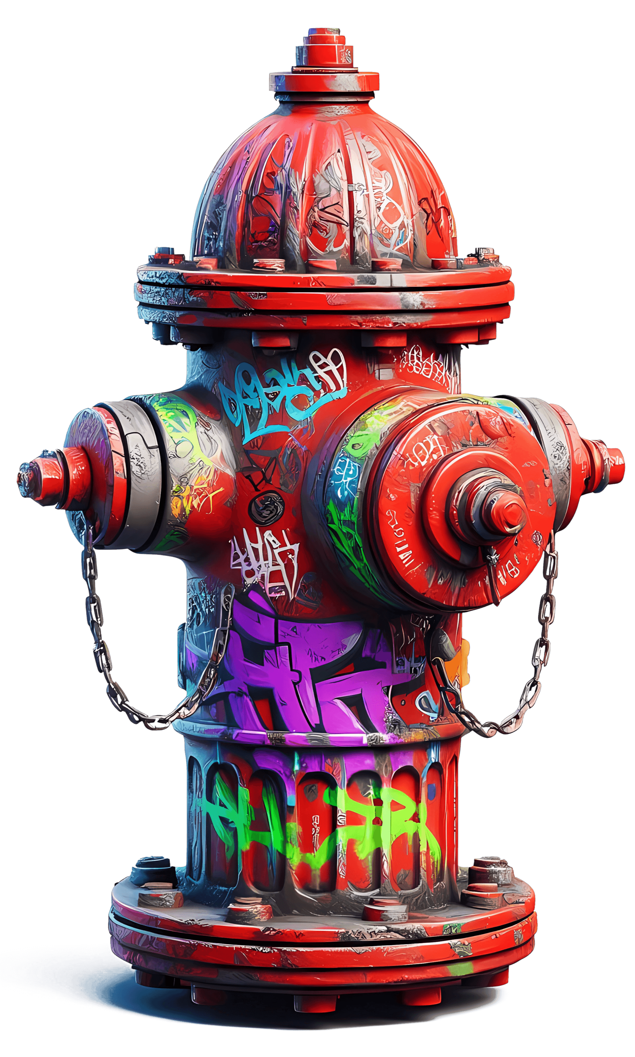 Color Drip Fire Hydrant With Graffiti DTF (direct-to-film) Transfer ...