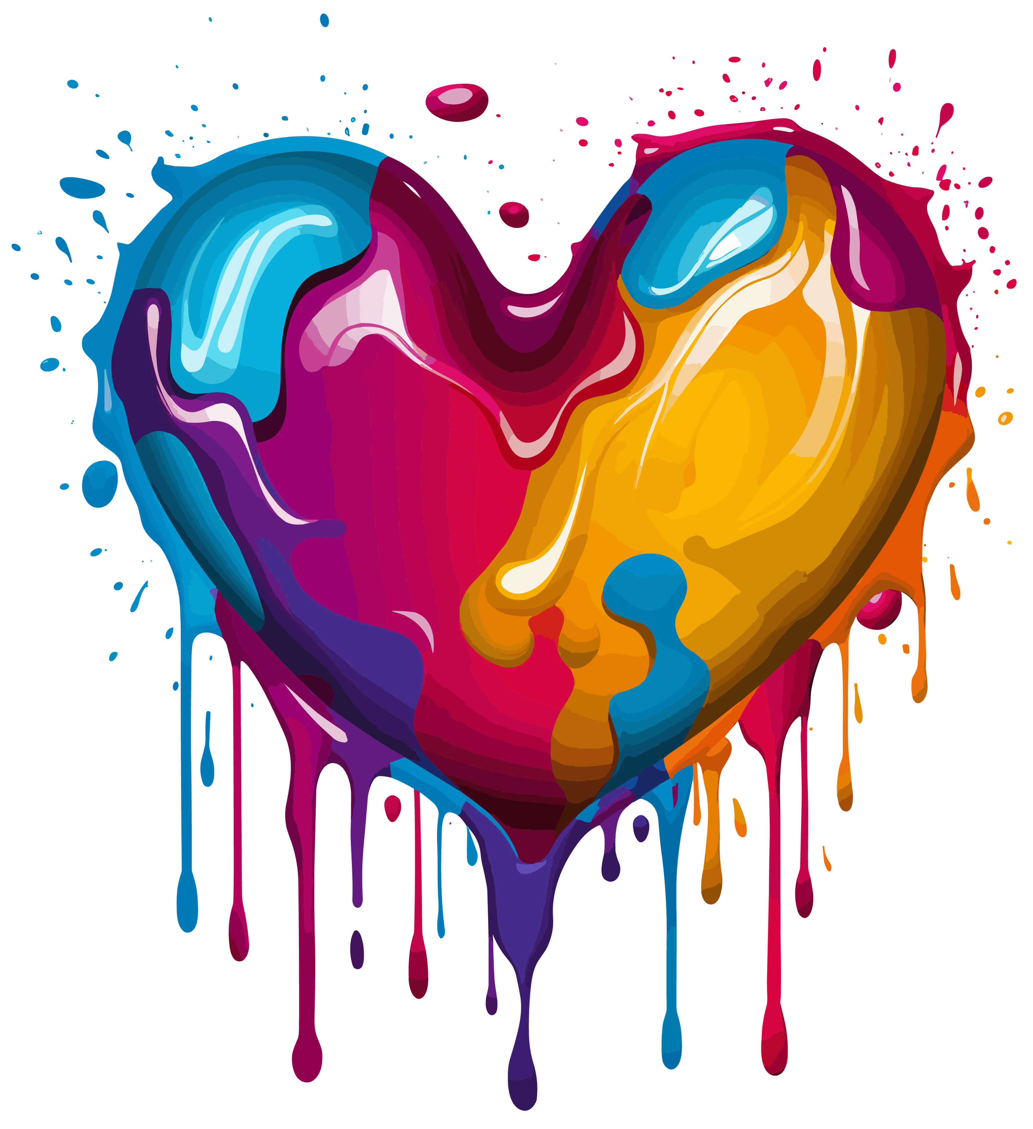Color Drip Heart Blue & Gold DTF (direct-to-film) Transfer – Twisted ...