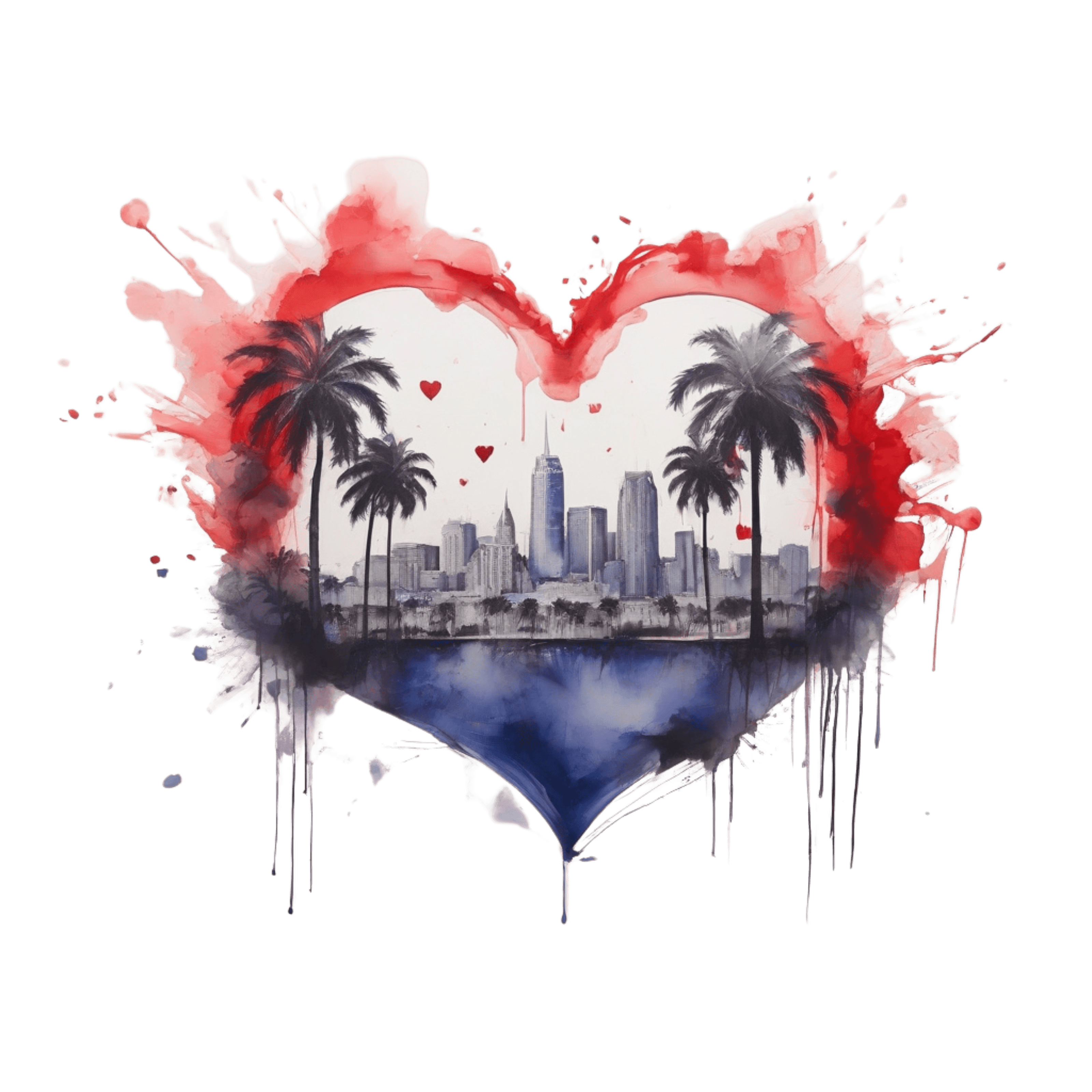 Color Drip Heart with a Small Heart DTF (direct-to-film) Transfer ...