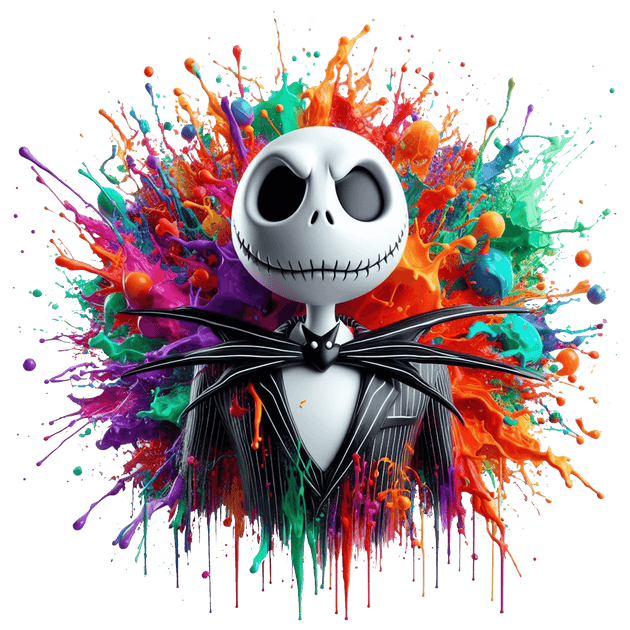 Color Drip Jack Skellington Colorful DTF (direct-to-film) Transfer ...