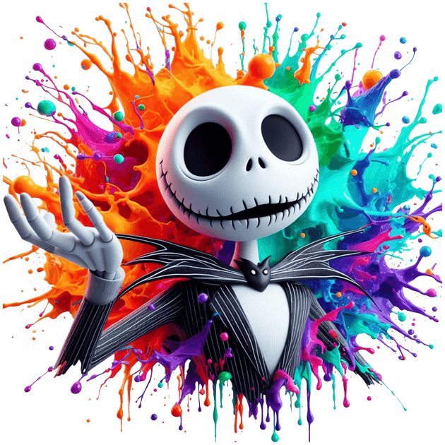 Color Drip Jack Skellington Colorful(1) DTF (direct-to-film) Transfer ...