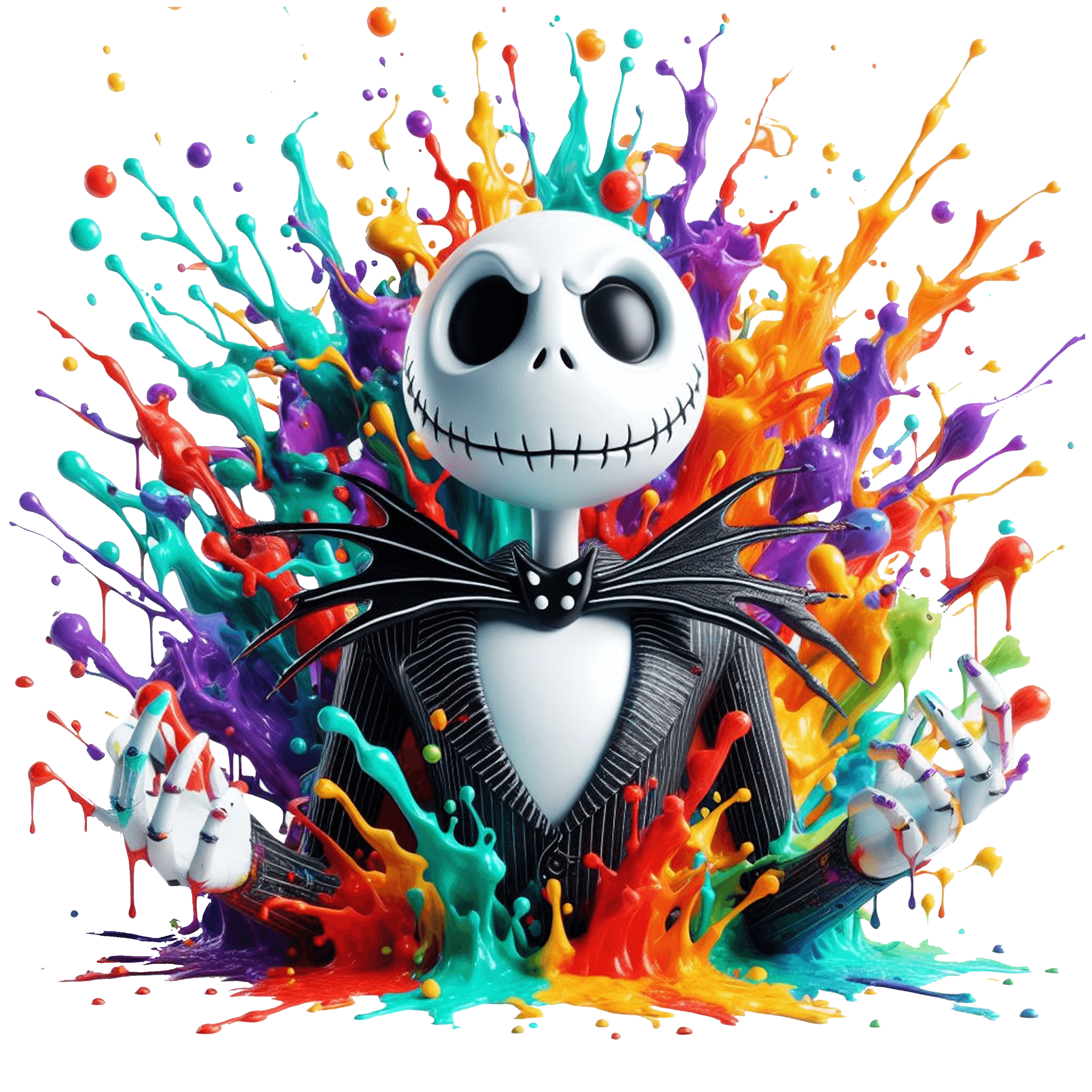 Color Drip Jack Skellington Colors DTF (direct-to-film) Transfer ...