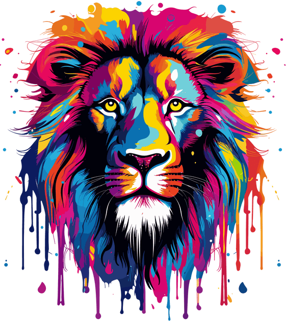 Color Drip Lion Head DTF (direct-to-film) Transfer (Copy) – Twisted ...